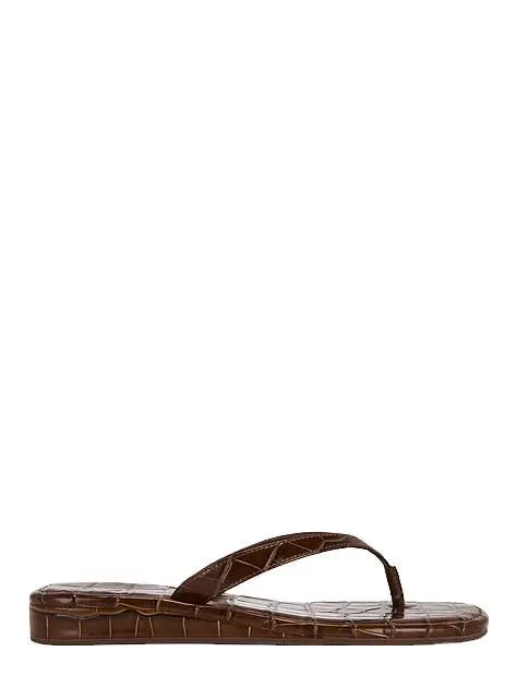 LOEFFLER RANDALL Lina Elevated Flip Flop - Espresso Crocodile Embossed Leather