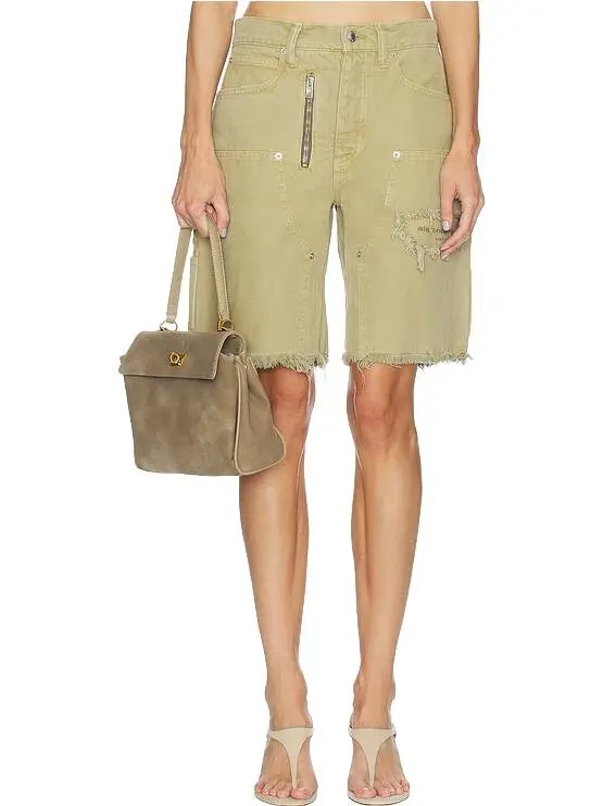 Alexander Wang Mid Rise Carpenter Short With Zip - Vintage Army Green