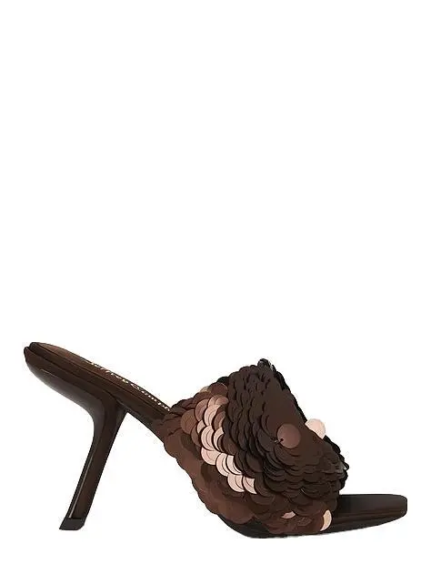 Jeffrey Campbell Bailar Sequin Sandal - Brown Satin Combo