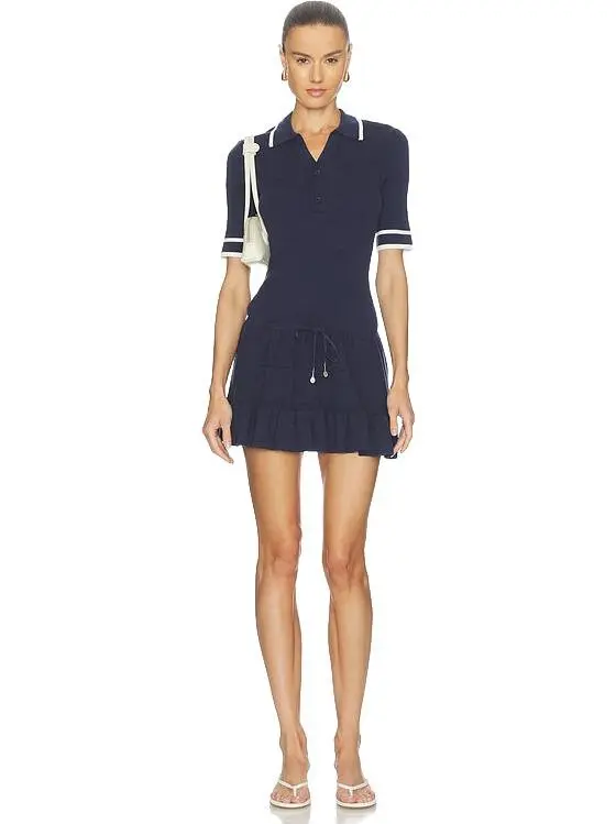 The Upside Plume Knit Collared Dress - Navy