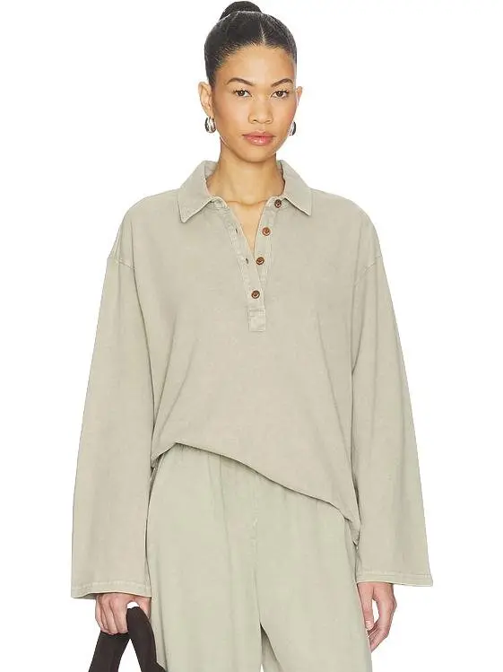 The Upside Soho Rhea Collared Top - Khaki