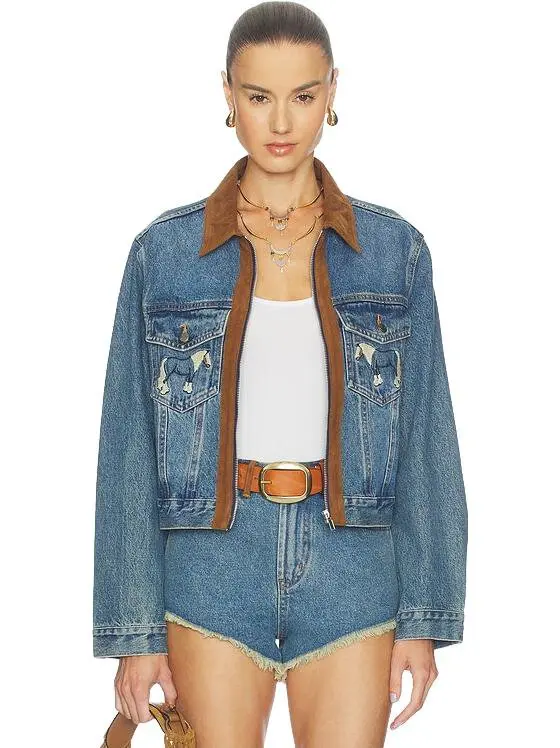 UNDERSTATED LEATHER Horsey Jacket - Vintage Blue Denim