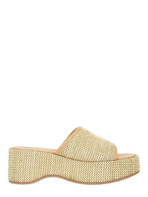 Seychelles Ocean Mist Woven Platform Sandals - Natural Raffia