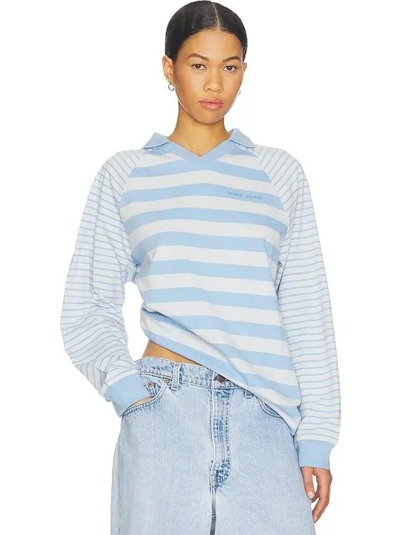 SAMSOE SAMSOE Saella Long Sleeve Polo - Bel Air Stripe