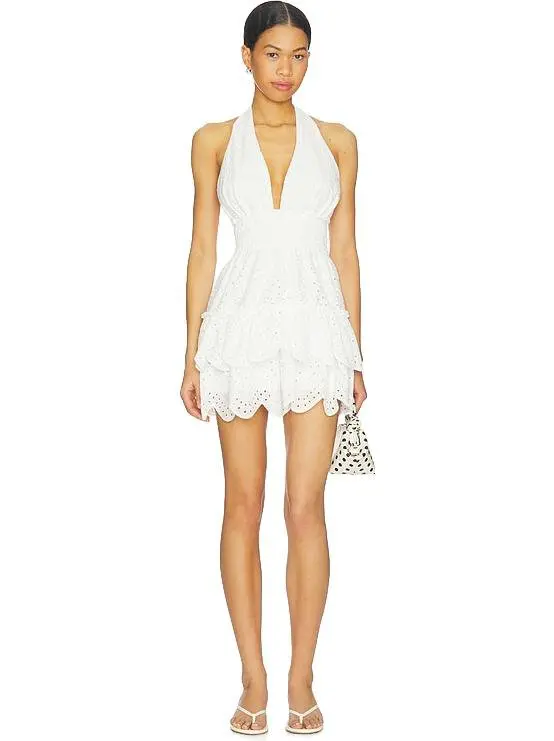 MORE TO COME Toni Halter Mini Dress - White