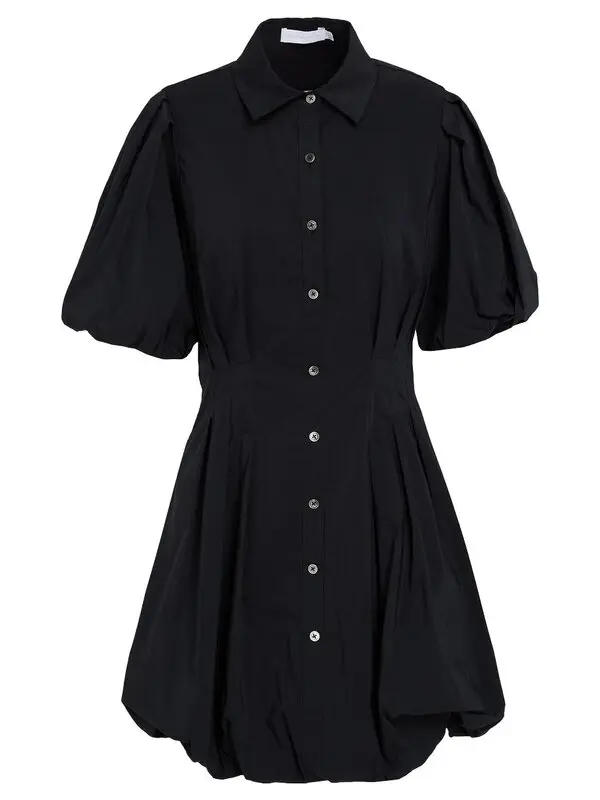 Simkhai Cleo Pintucked Mini Shirt Dress - Black