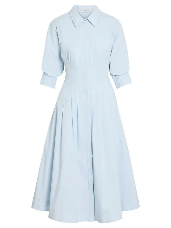 Simkhai Deanna Pintucked Cotton-blend Poplin Midi Shirt Dress - Light Blue