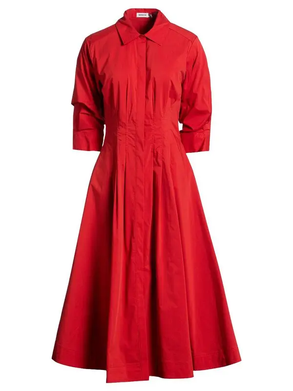 Simkhai Jazz Pintucked Cotton-blend Poplin Midi Shirt Dress - Red