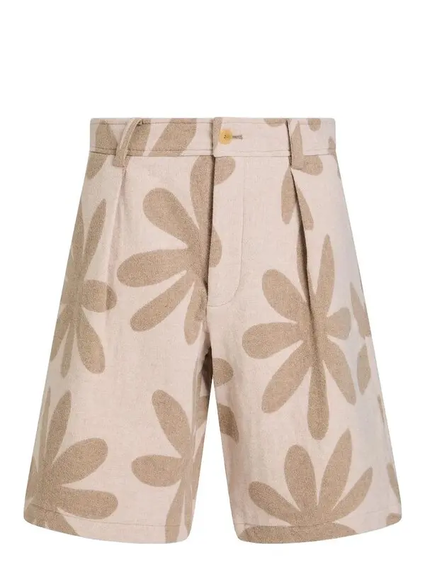 Jacquemus Printed Wool-blend Flannel Shorts - Beige