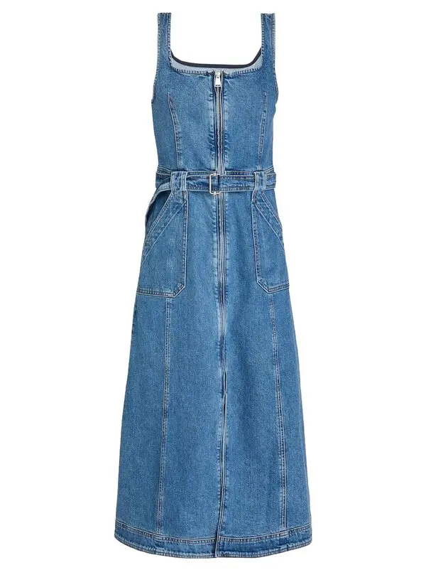 Simkhai Manson Belted Denim Midi Dress - Mid Denim