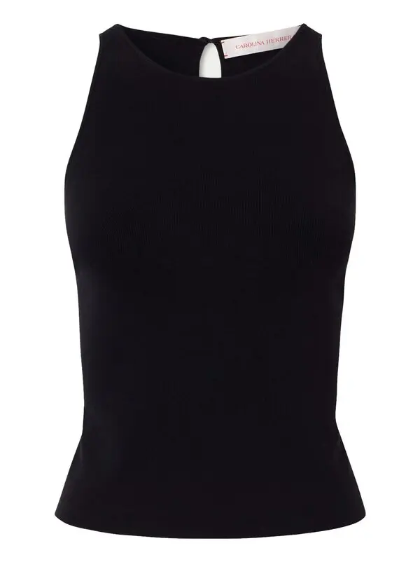 Carolina Herrera Cropped Ribbed-knit Jersey Tank - Black
