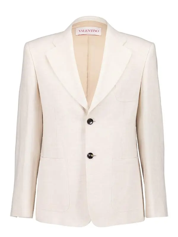 Valentino Garavani Ivory Linen Classic-fit Blazer - Grey