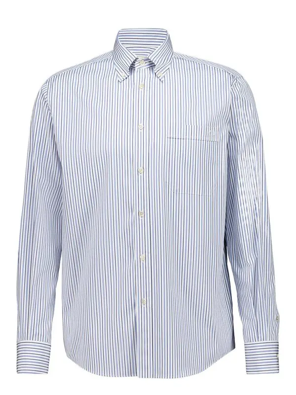 Valentino Garavani Striped Cotton Long-sleeve Shirt - Blue