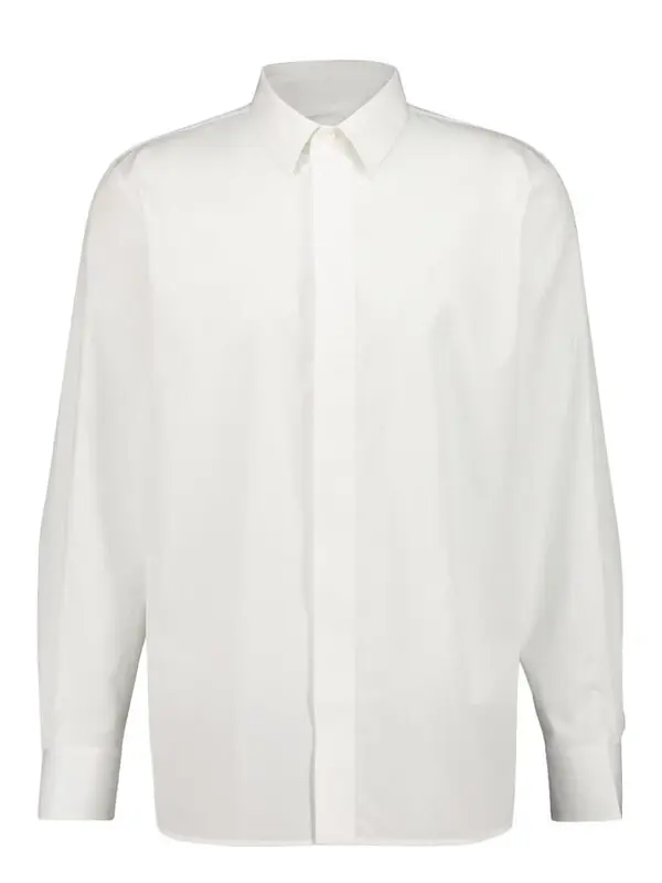 Saint Laurent Cassandre Shirt In Blanc Cotton Poplin - White