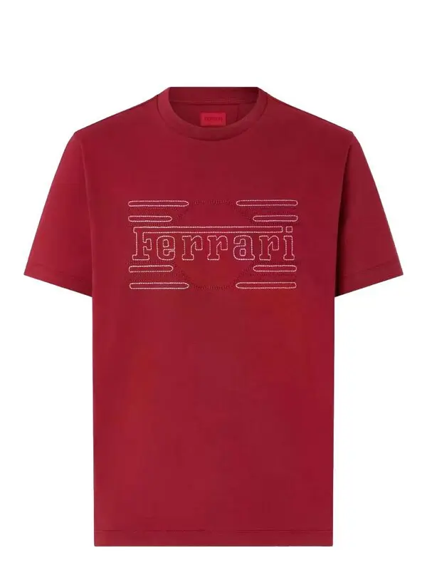 FERRARI Embroidered-logo T-shirt - Red