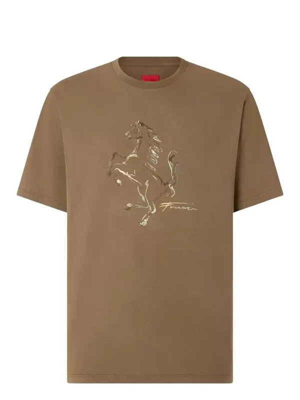 FERRARI Horse-graphic T-shirt - Brown