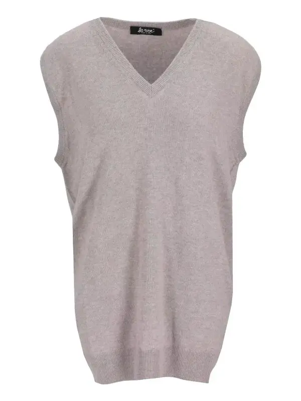 LA ROSE V-neck Knit Vest - Grey