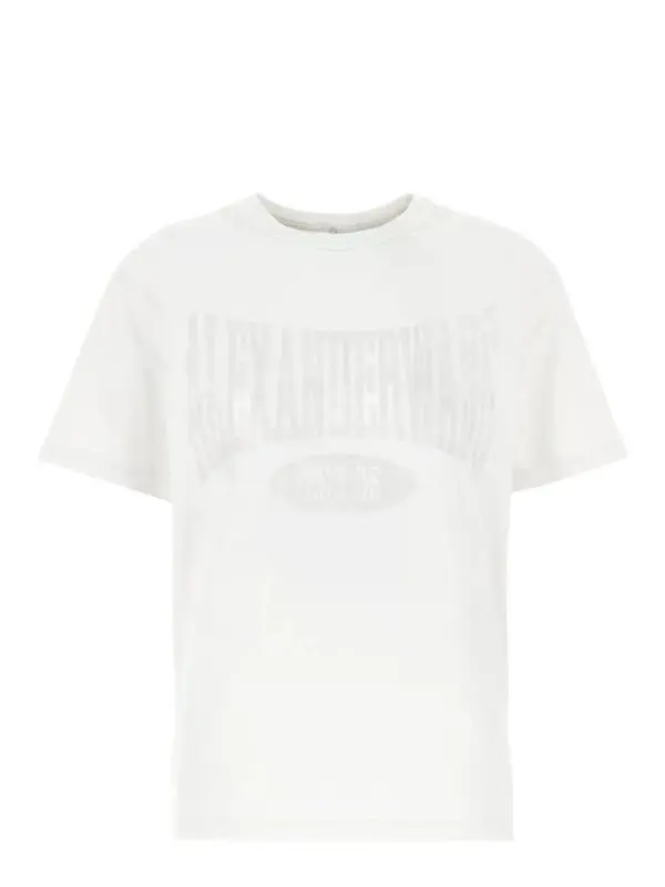 Alexander Wang Distressed-logo Cotton T-shirt - Grey