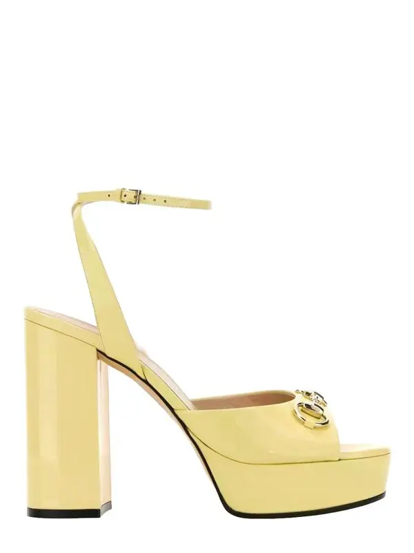 Gucci Horsebit Leather Platform Sandals - Yellow