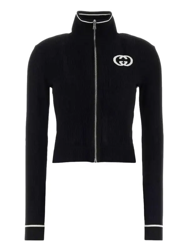 Gucci Emblem Zip Cardigan - Black
