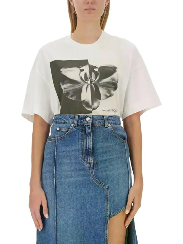 Alexander McQueen Photographic Orchid T-shirt - White