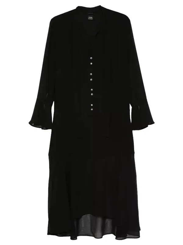 Pinko Georgette Button-front Tie Dress - Black