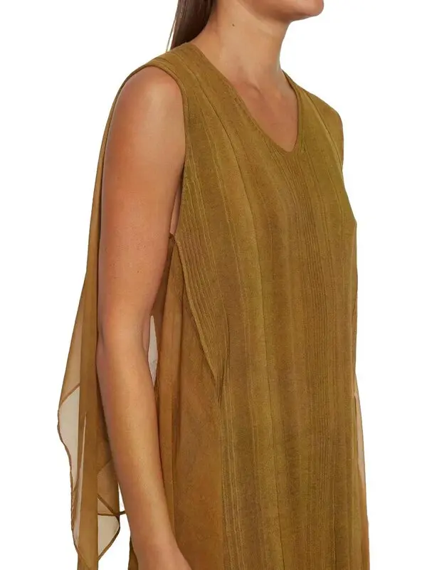 Masnada Chiffon V-neck Tank Top - Brown