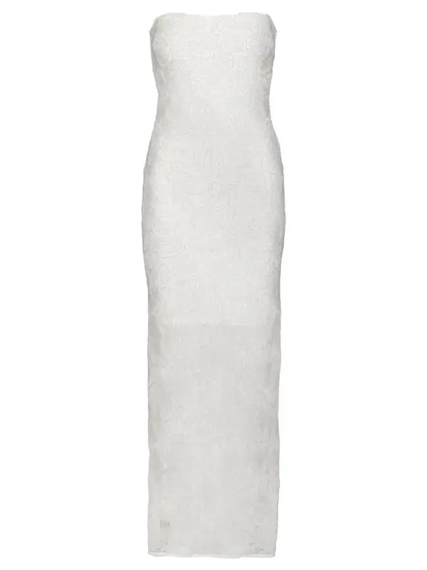 ROTATE BY BIRGER CHRISTENSEN Floral Mesh Tube Dress - White
