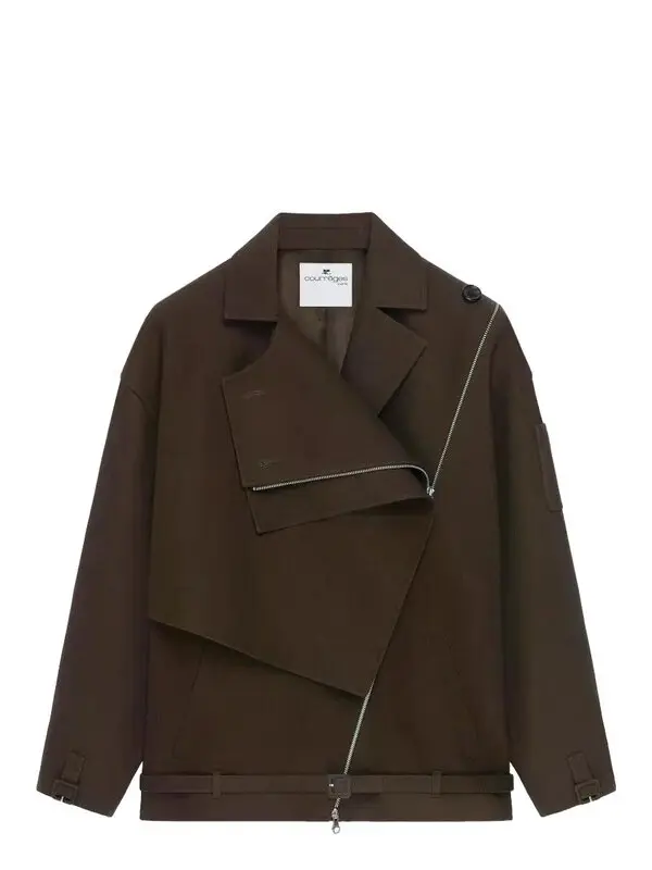COURREGES Asymmetric Trench Coat - Brown
