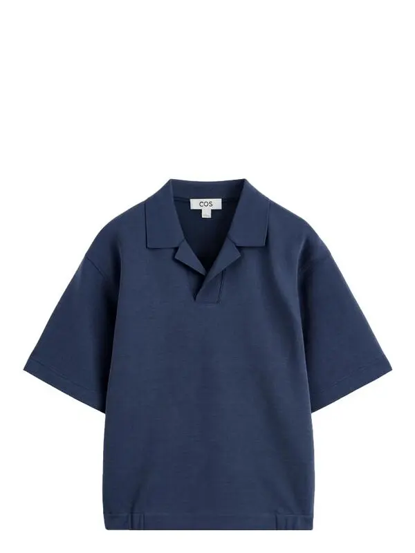 Cos Jersey-bonded Cotton-twill Polo Shirt - Navy