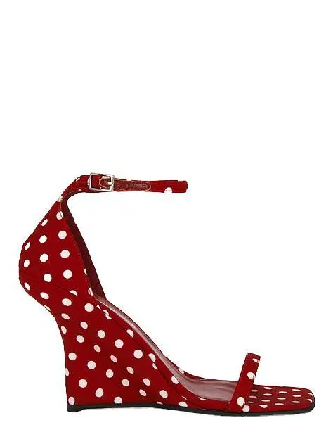 Jeffrey Campbell Polka Dot Wedge Sandals - Red