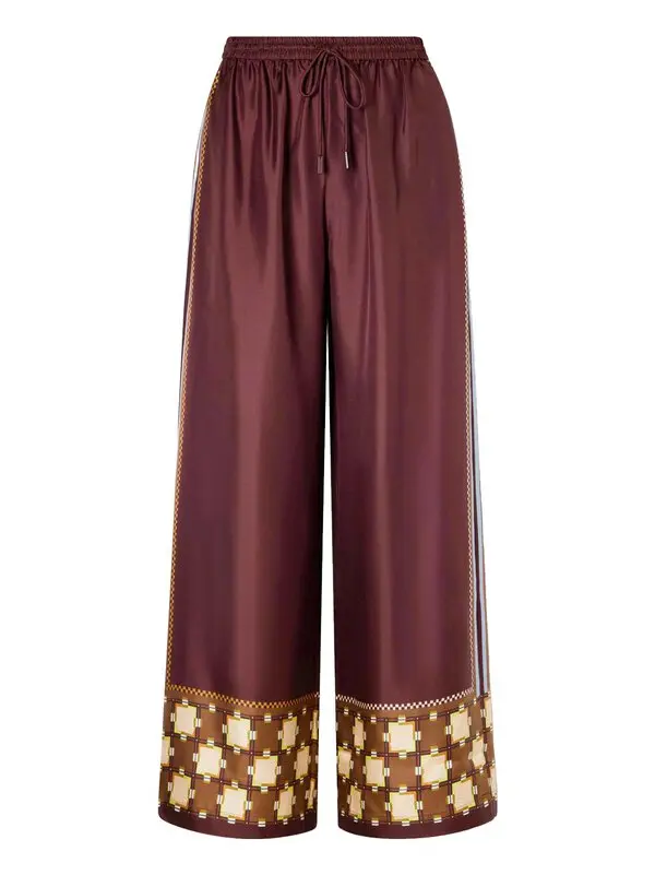 ALEMAIS Wilson Silk-twill Wide-leg Pants - Burgundy