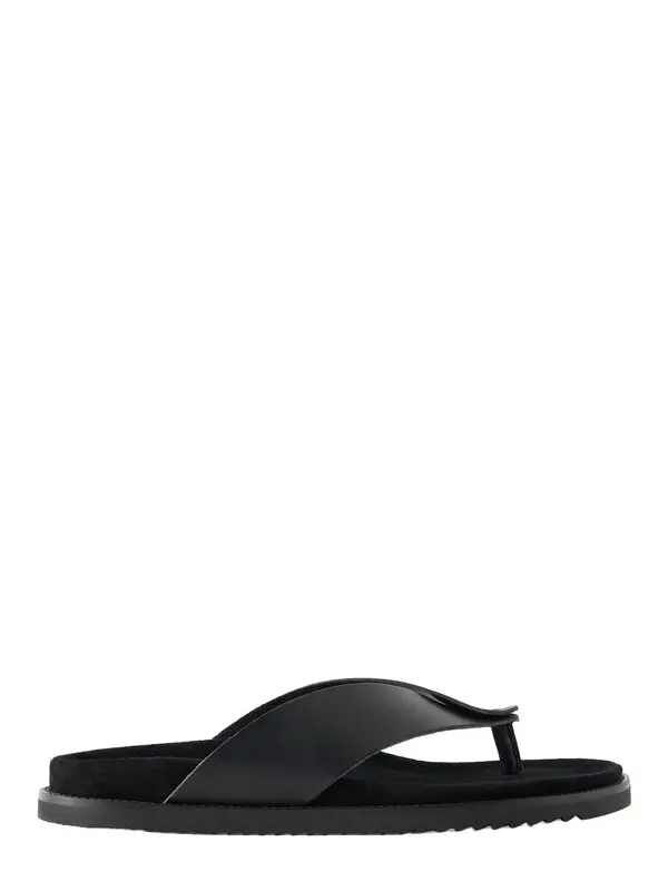 Mr P. Leather Flip Flops - Black