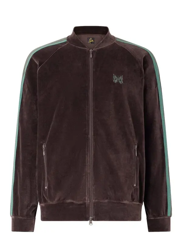 Needles Logo-embroidered Striped Cotton-blend Velour Track Jacket - Brown