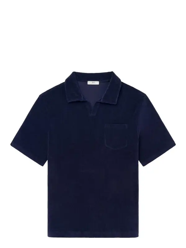 Mr P. Cotton And Silk-blend Terry Polo Shirt - Blue