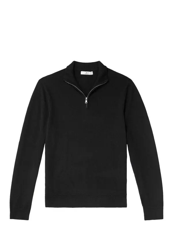 Mr P. James Cashmere Half-zip Sweater - Black