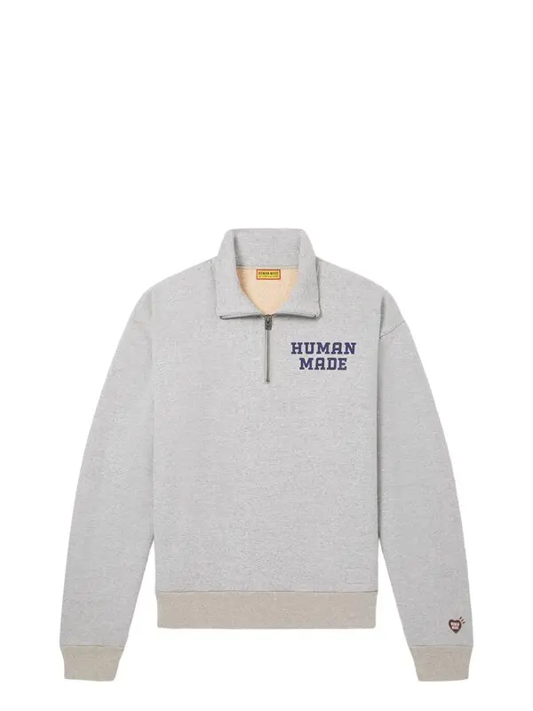 HUMAN MADE Logo-print Half-zip Sweatshirt - Gray