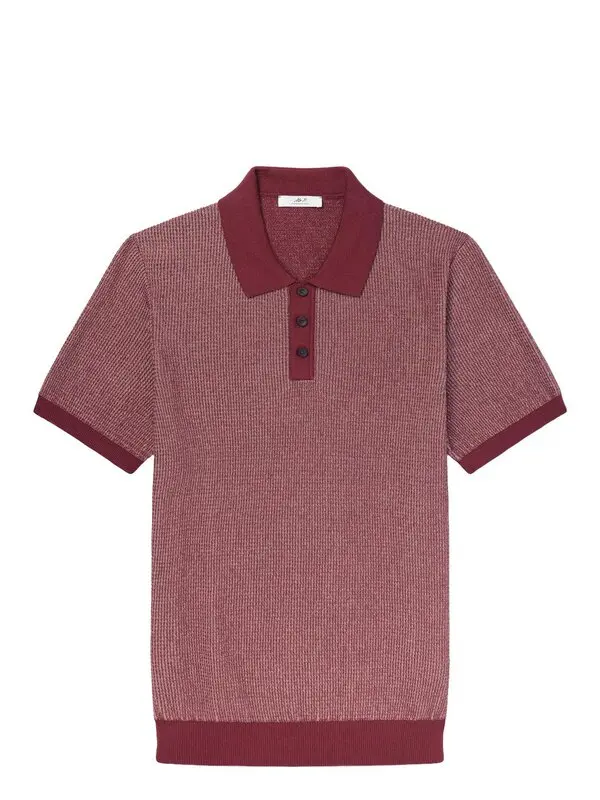 Mr P. Honeycomb-knit Silk And Cotton-blend Polo Shirt - Red
