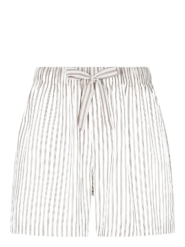 TEKLA Striped Organic Cotton-poplin Shorts - Neutrals