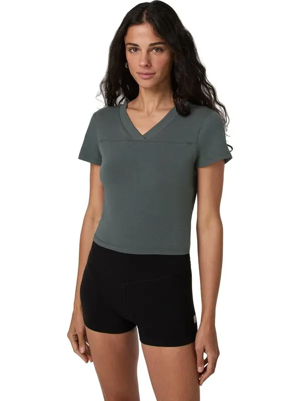 Vuori Short Sleeve Tuvalu Double V-neck - Dark Jade