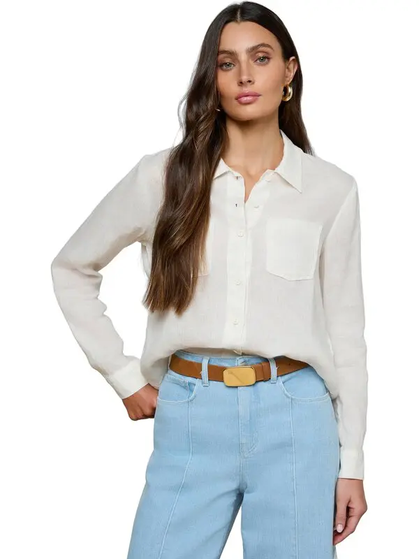L'Agence Isla Linen Shirt - Light Ecru