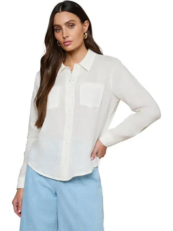 L'Agence Isla Linen Shirt - Light Ecru