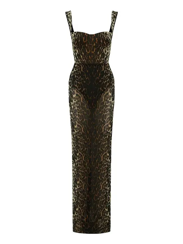 Alex Perry Leopard Print Gown - Brown