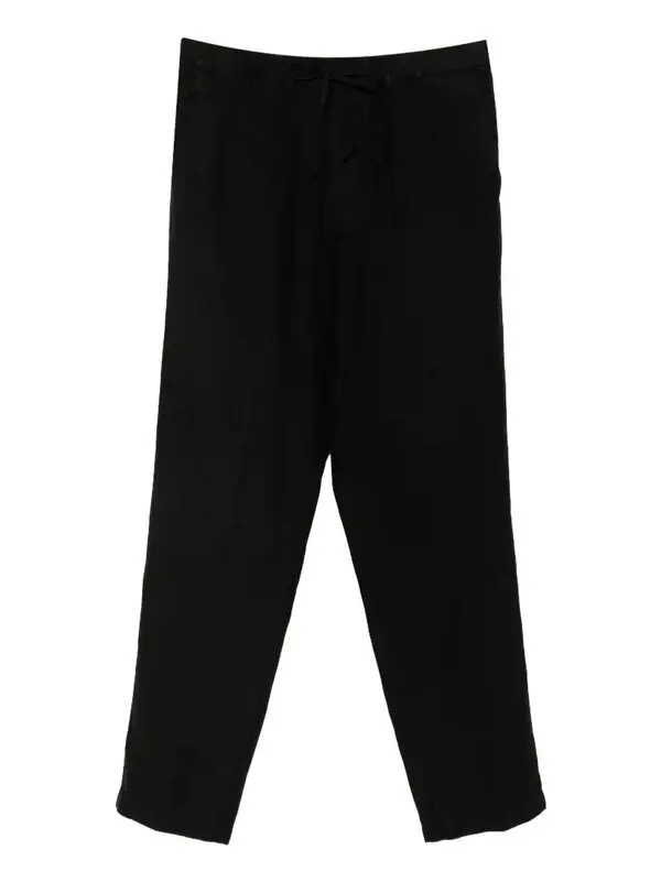 120% Lino Drawstring Trousers - Black