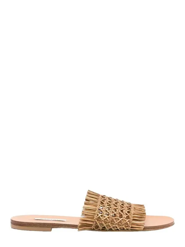 Casadei Woven-leather Flat Sandals - Neutrals
