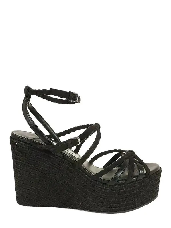 JIMMY CHOO Nyra Braided-strap Platform Sandals - Black