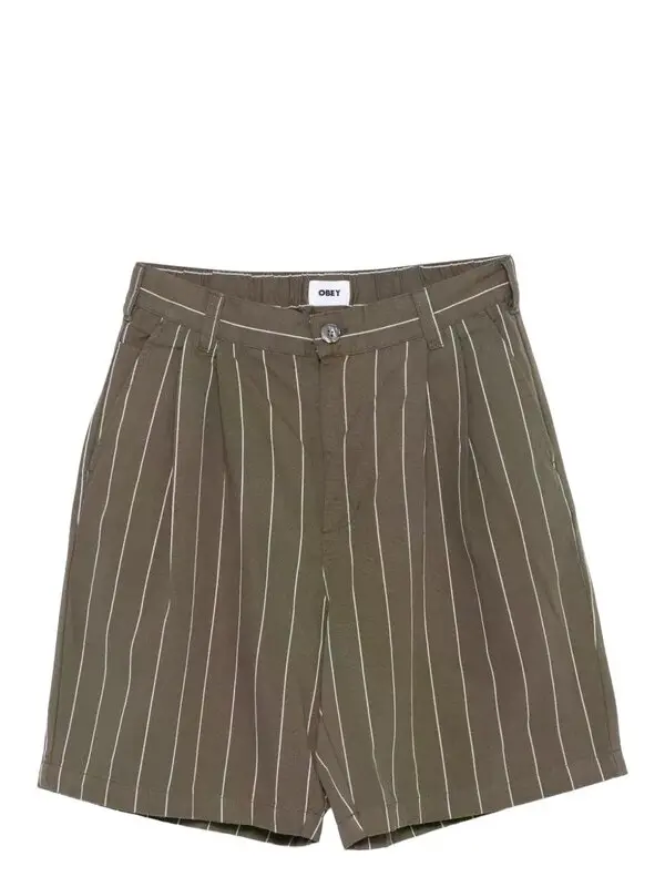 Obey Foster Pinstripe Pleated Shorts - Green