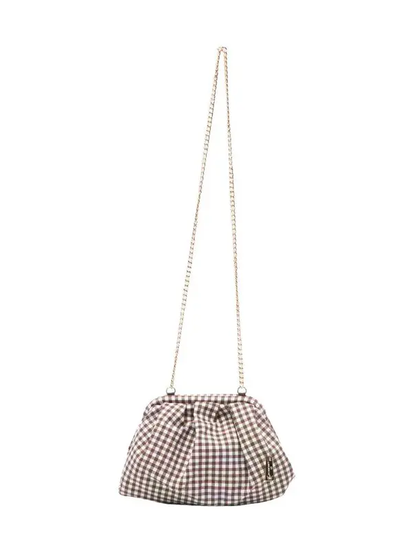 LA MILANESA Small Petunia Gingham Crossbody Bag - Brown