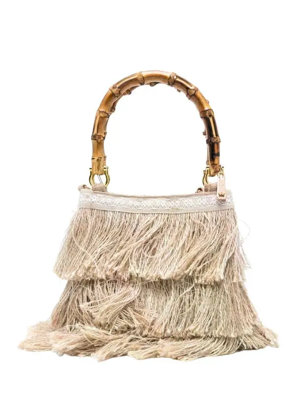 LA MILANESA Jucca Fringed Tote Bag - Neutrals
