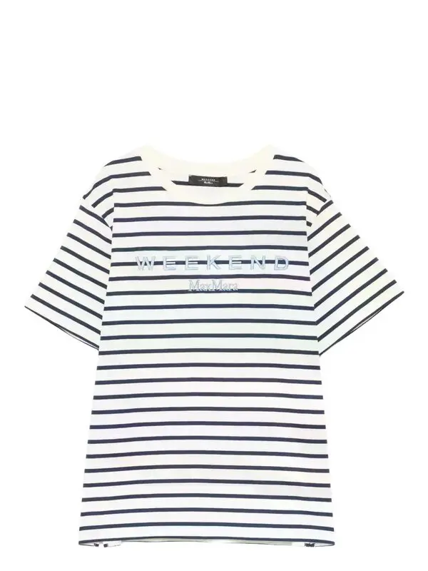 Max Mara Striped Logo T-shirt - Neutrals